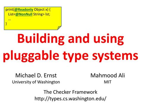 Ppt Building And Using Pluggable Type Systems Powerpoint Presentation Id5352791