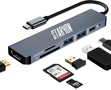Hub Adaptor Multiport 6 In 1 Usb C 31 Staryon® La Hdmi 4k 30hz 1x Usb
