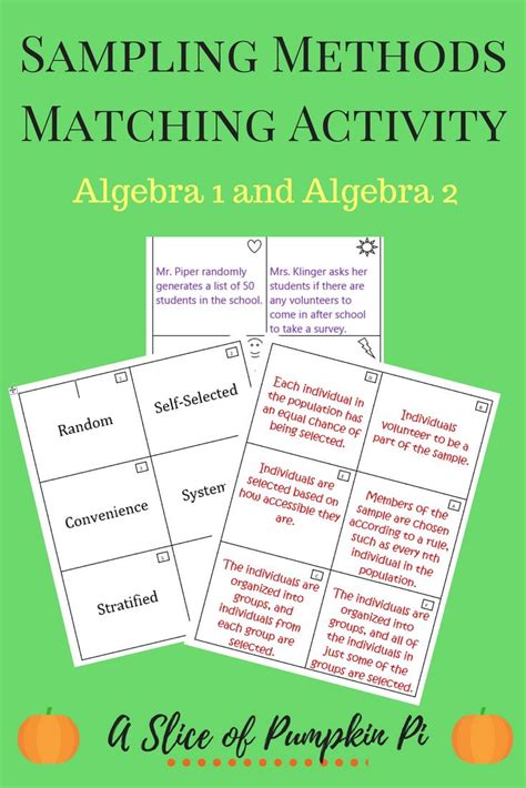 Sampling Methods Matching Activity Teaching Numbers Matching Activity Teaching Math