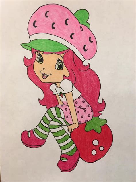 Strawberry Shortcake Sitting On Her Strawberry How To Draw Strawberry