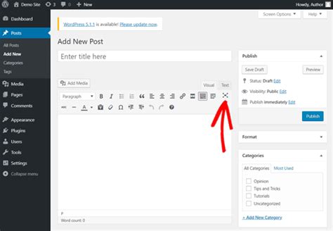 How To Use Distraction Free Full Screen Editor In Wordpress
