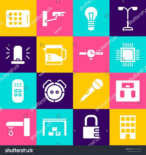 Set House Bathroom Scales Processor Microcircuits Stock Vector Royalty Free