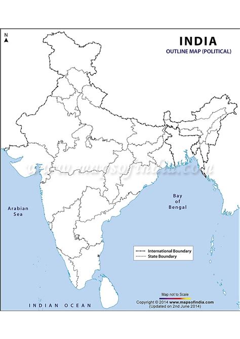 India Political Map In A4 Size Inside Map Of India Outline Printable Images
