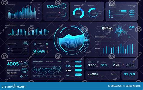 ui dashboard concept modern infographic template chart statistics graph elements data analytics