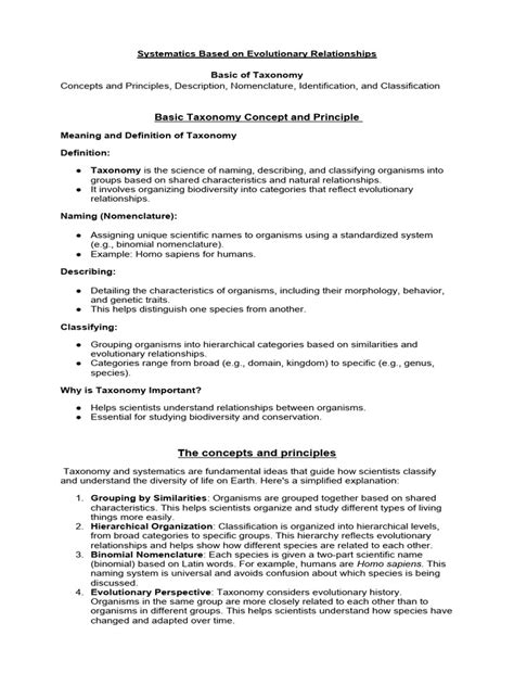 Systematics Based On Evolutionary Relationships 3 Pdf Taxonomy