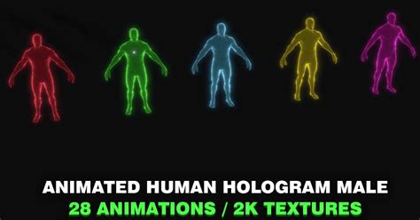 Human Hologram Male 3d Model Low Poly Game Ready 28 Animations