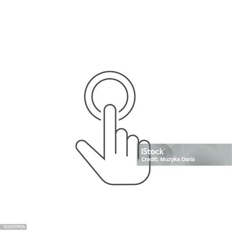 finger pressing button outline vector icon cursor pointer symbol logo