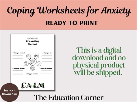 Anxiety Worksheets Mental Health Worksheets Pdf Printable Instant