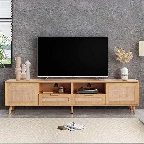 Xdeer Tv Schrank Tv Konsolentisch Tv Schrank Mit Echtem Rattandesign
