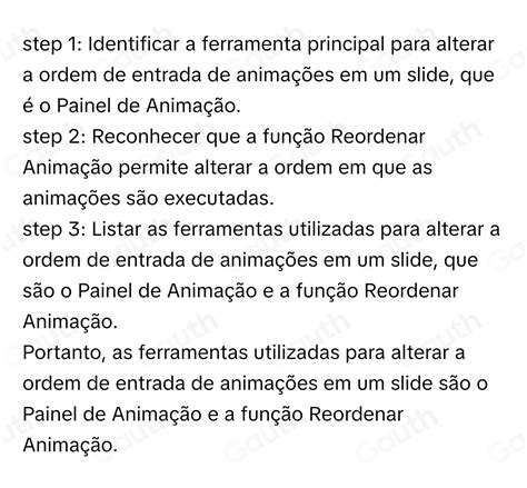 Solved 5 Quais As Ferramentas Utilizadas Para Alterar A Ordem De Entrada De Animações Em Um