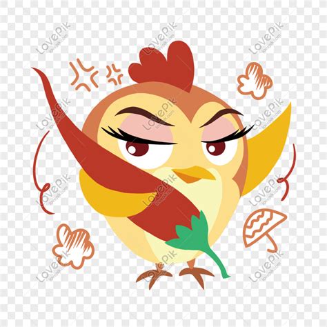 후추를 들고 화난 작은 노란색 닭 Png 일러스트 무료 다운로드 Lovepik