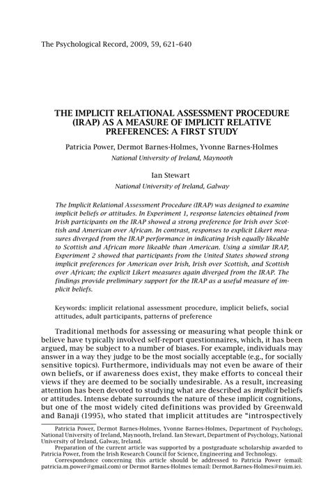 pdf the implicit relational assessment procedure irap as a measure