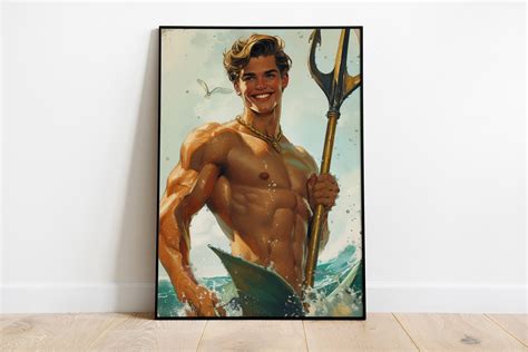 Cute Merman Digital Download Gay Male Poster Art Male Pin Up Gay