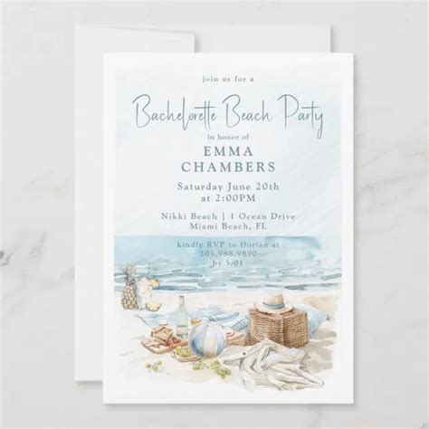 Watercolor Beach Bachelorette Party Invitation Zazzle