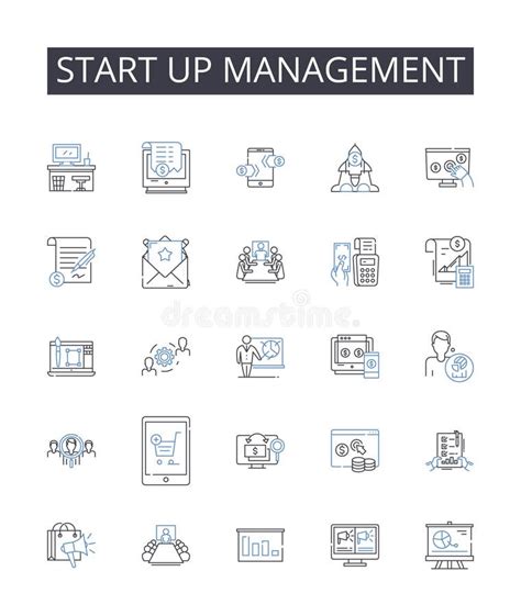 Start Up Management Line Icons Collection Planning Monitoring
