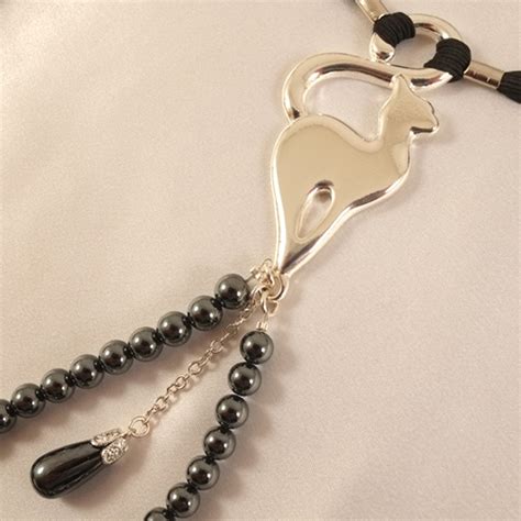 Sylvie Monthule Womens Silver Dragonfly Hematite Beaded G String With