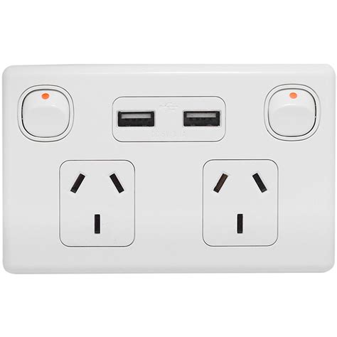 Australia High Popular Electric 2 Gang Switch Socket With 2 USB Connector Australia USB