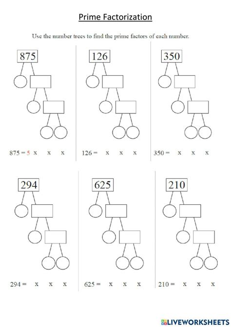 Prime Factorization Worksheet