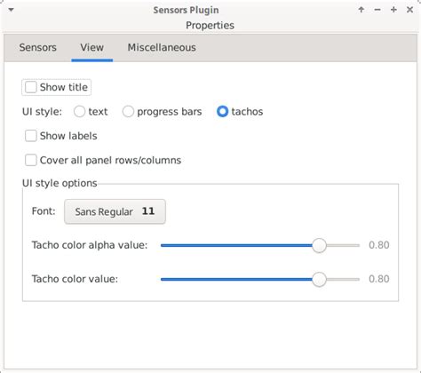 Panel Plugins Xfce Sensors Plugin Start Xfce Docs