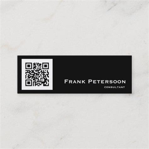 Modern Black And White Qr Code Consultant Mini Business Card Zazzle