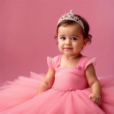Premium Ai Image A Cute Small Girl In Pink Princess Dress
