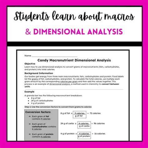 Chemistry Math Nutrition Halloween Candy Dimensional Analysis Unit Conversions