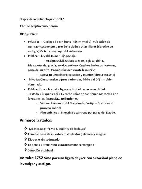 Orígenes Y Desarrollo De La Victimología Como Ciencia De Los Primeros