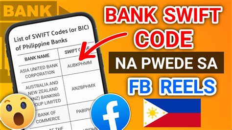 Swift Code Ng Bank Account Na Pwede Sa Facebook Reels Youtube