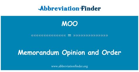 MOO significa Opinión de memorando y orden Memorandum Opinion and Order