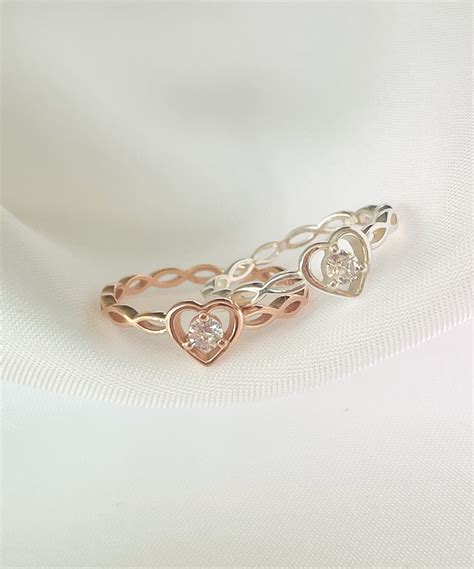 925실버 러브포에버 하트 큐빅 인피니티 레이스 반지 실버 로즈골드