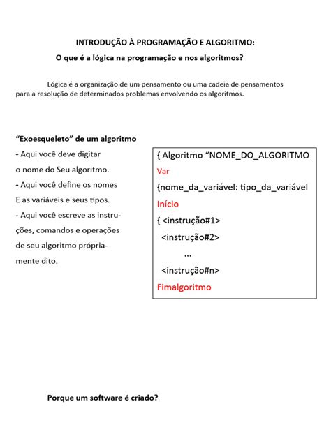 Introdução À Programação Algoritmo E Desenvolvimento De Softwares