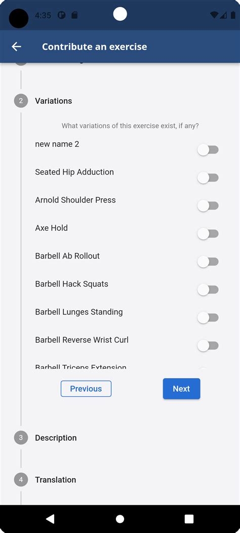 Improve Variations Widget For New Exercises · Issue 254 · Wger Projectflutter · Github