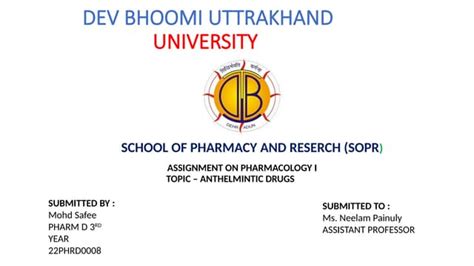 Introduction About Anthelmintic Drugs And Its Medication Ppt