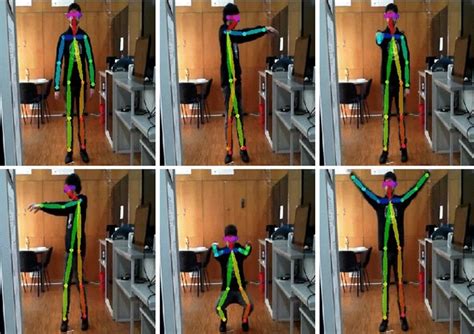 samples from exercise sequence showing the user body pose extraction by