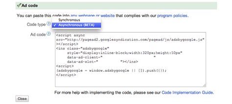 Google AdSense Code D Annonce Asynchrone Disponible WebLife