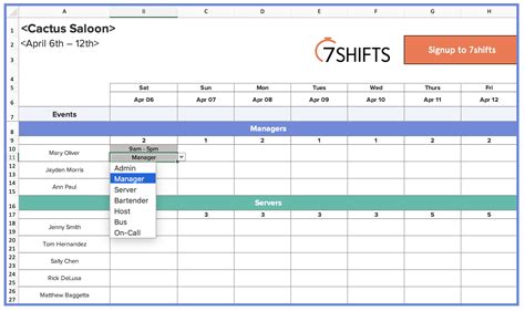 Shift Roster Excel Template