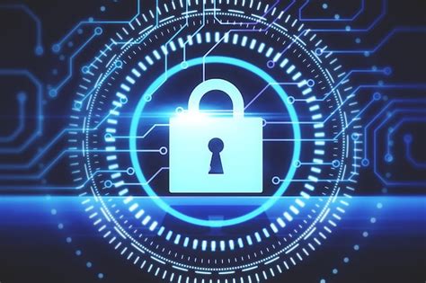 Premium Photo Abstract Glowing Padlock Interface On Blue Background Safety Security And