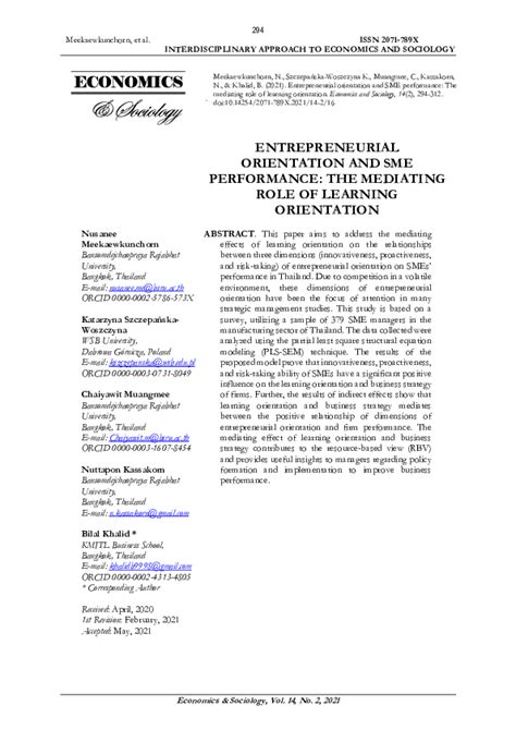 Pdf Entrepreneurial Orientation And Sme Performance The Mediating