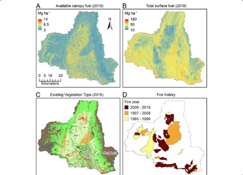 Maps Of Predicted Available Canopy Fuel In 2019 A Predicted Total Download Scientific