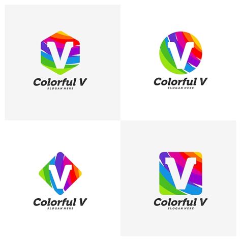 Premium Vector Set Of V Letter Colorful Logo Design Concept Vector