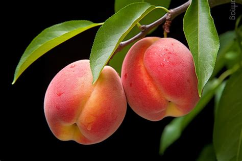 잘 익은 복숭아 두 개가 나뭇가지에 걸려 있다 경기도 과수원 과일 나무 배경 일러스트 및 사진 무료 다운로드 Pngtree