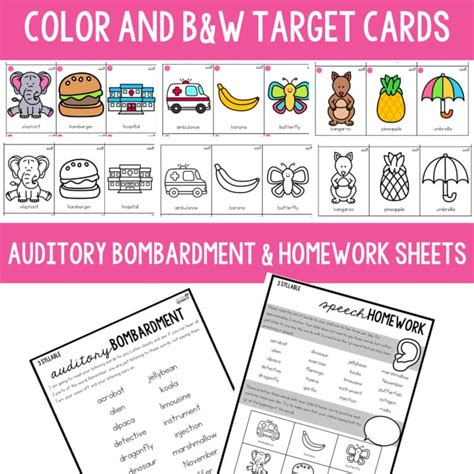 3 Syllable Words Activites For Speech Therapy Weak Syllable Deletion