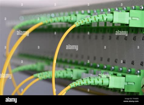 Optical Distribution Frame With Optic Cables At Gigabit Passive Optical Of Ftth Networks Stock