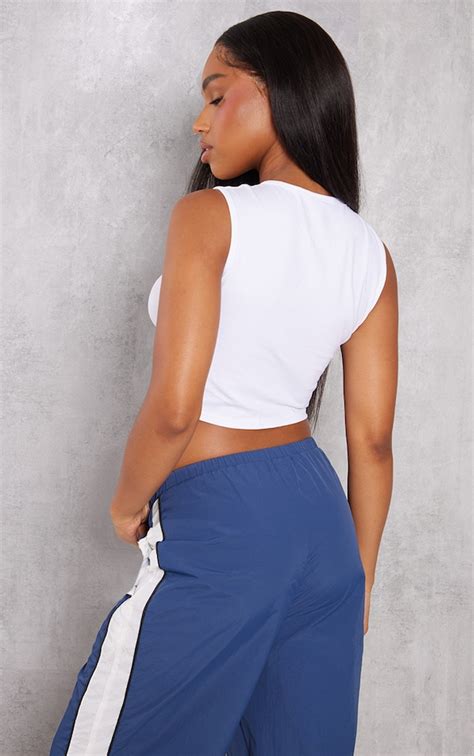 White Ruched Front Crop Top Tops Prettylittlething