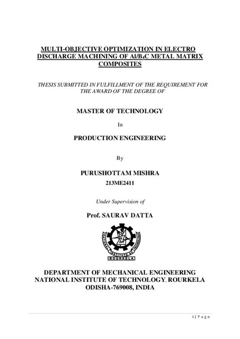 Pdf Multi Objective Optimization In Electro Discharge Machining Of Al
