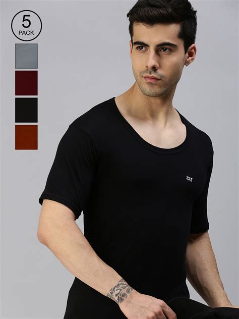 Buy Lux Cozi Men Pack Of 5 Assorted Pure Cotton Short Sleeves Basic