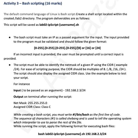 Solved Activity Bash Scripting Marks The Default Chegg