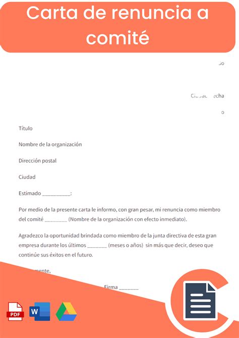 Carta De Renuncia A Un Comité Rellena Online Word Pdf