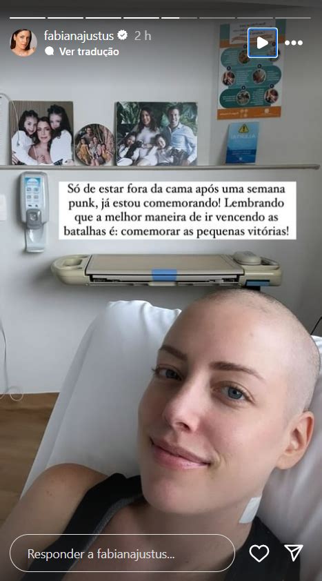 Em tratamento de câncer Fabiana Justus comemora ao sair da cama