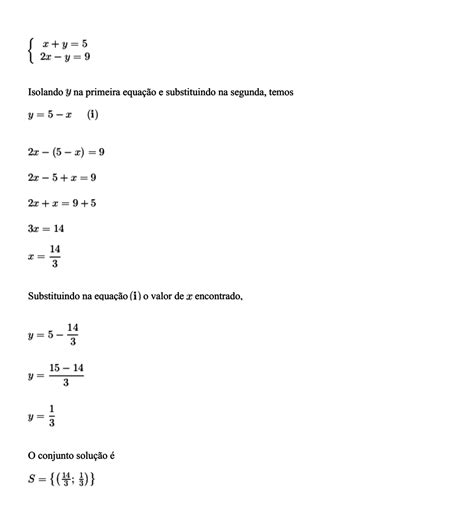 Responda No Metodo De Substituição {x Y 5 {2x Y 9 Br